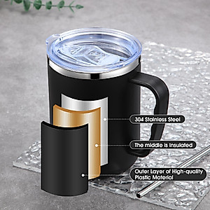 Sumind 4 Pcs Coach Gifts Coffee Mug with Lid and Handle 17 oz Stainless Steel Mug Double Wall Vacuum Travel Mug Coaches Appreciation Gift for Soccer Volleyball Basketball Football (Classic Style)