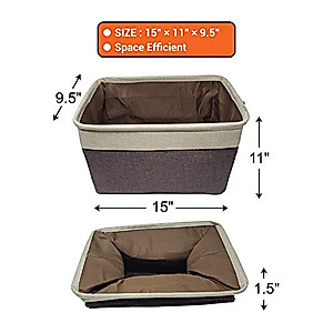 KadoPam Large Foldable Storage Baskets - Strong Organizing Cubes with Cardboard Insert - Fabric Bin Organizers for Home, Office, Work, Laundry Room - Lightweight & Collapsible - 15x11x9.5", Set of 3
