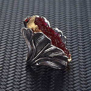 HSQYJ Retro Cocktail Statement Ring Antique Gold and Silver Tone Resin Stone Crystal Stacking Rings Cluster Statement Ring for Women