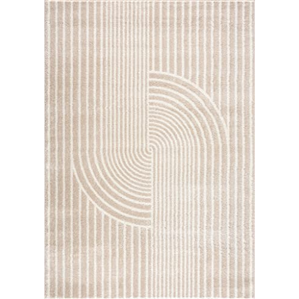 Abani Rugs Beige Arch Pattern Knot Modern Print Premium Area Rug - Contemporary No-Shed Neutral 6’ x 9’ Bedroom Rug