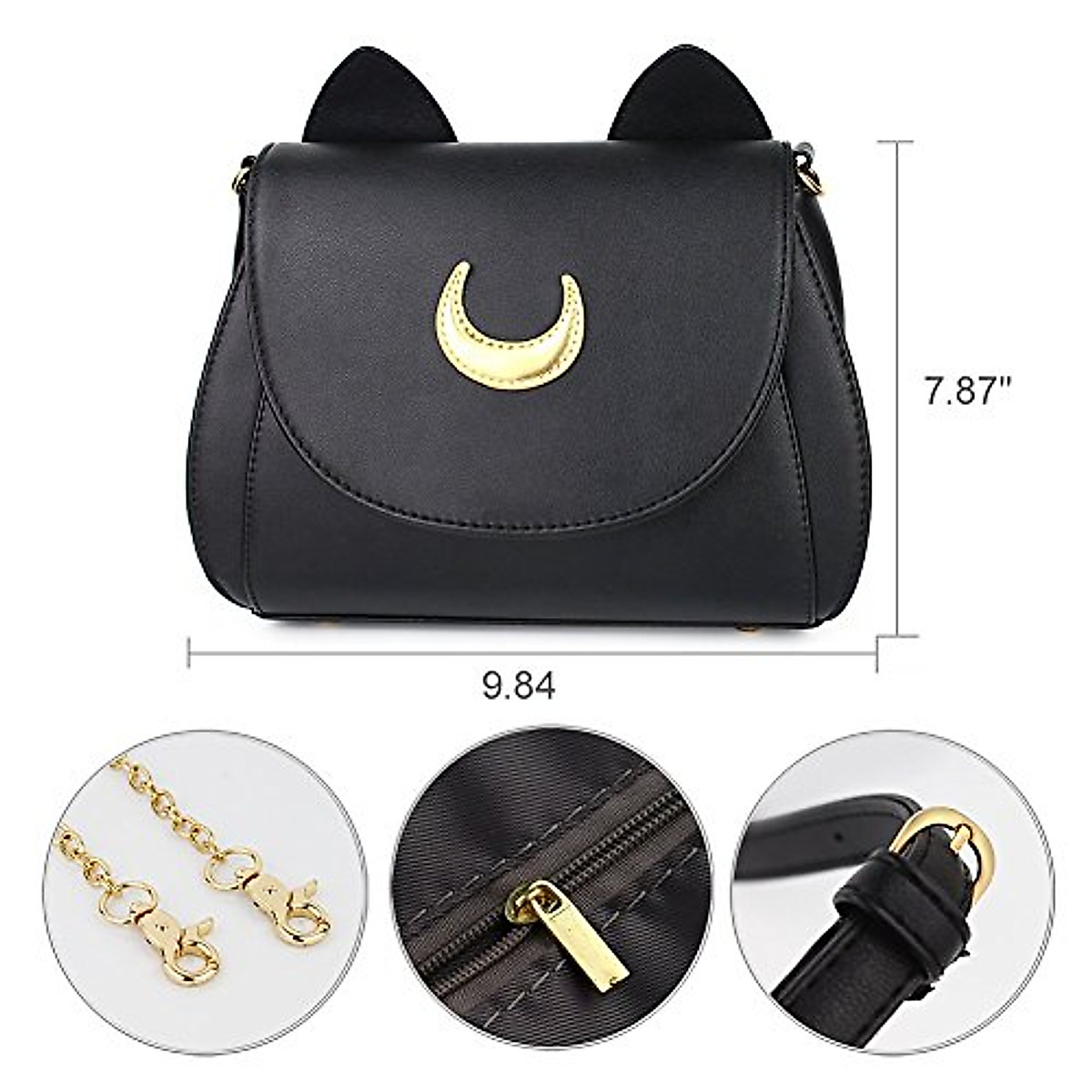 Moon Luna Cat Purses Pu Leather Gothic Purse Cosplay Moon Sailor Bag Handbags Shoulder Bags