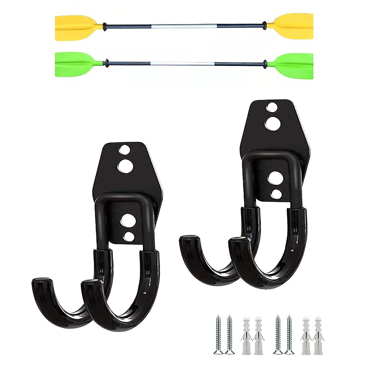 2Pcs Kayak Oars Holds Rack, Kayak Paddle Wall Hanger, Paddle Mount Hanger, kayak Paddle Hanger, kayak Paddle Storage Rack Holder, Perfect for Display & Storage, for Garage, Dock or Shed, NO Paddle (0)