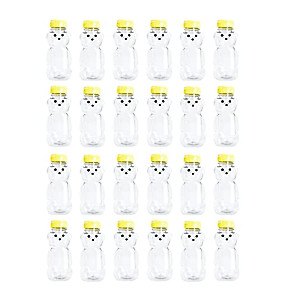 CLEARVIEW CONTAINERS | 8 Ounce Honey Bears with Flip Top Lid | Perfect for Holidays, Baby Shower Gifts, Beekeeping, Honey Dispensing (Yellow 8 Ounce Bear, 24 Pack)
