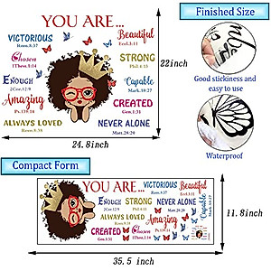 Black Girl Magic Inspirational Wall Decals Quote I'm Kind Princess Wall Sticker Positive Saying African American You are Beautiful Nursery Decor, Inspirational Home Afro Kid Room Decoration Bedroom Playroom Art Gift