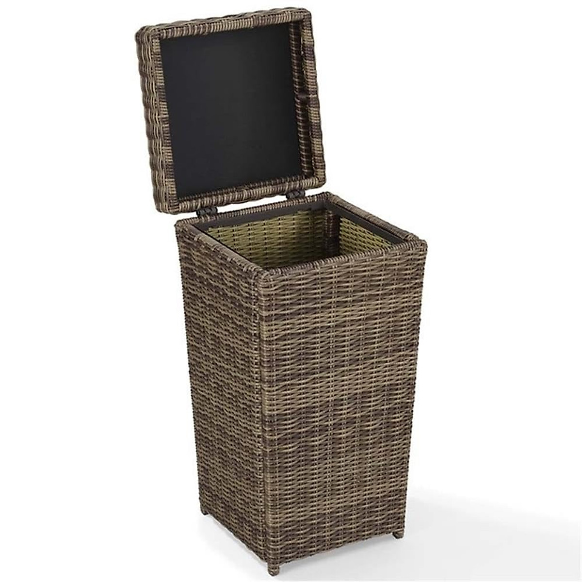Afuera Living Modern Wicker Patio Trash Can in Weathered Brown