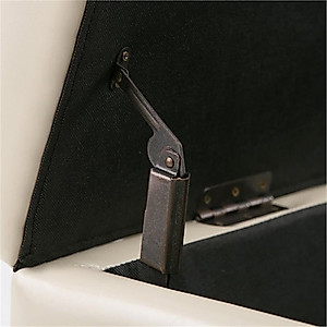 SIMPLIHOME Avalon 48 inch Wide Contemporary Rectangle Storage Ottoman Bench in Satin Cream Vegan Faux Leather, Assembled, for the Living Room, Entryway and Family Room