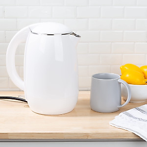 Electric Kettle - Auto-Off Rapid Boil Water Heater with Stainless-Steel Interior and Double Wall Construction by Classic Cuisine (White)