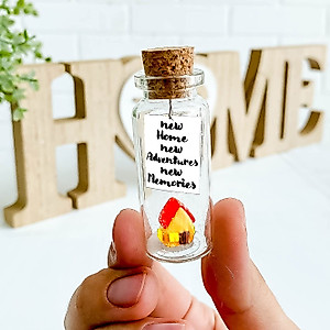 Inspirational Message in a Bottle Gift Idea - Classy Gifts for Friends and Family - Unique Boyfriend Girlfriend Presents (Colorful House - New Home, New Adventures, New Memories, Gift Bottle)