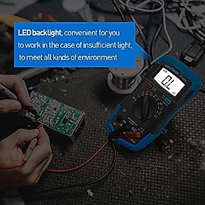 Digital Multimeter AP-36K 4000 Counts multimeter for Voltmeter Ammeter Ohmmeter with Test Leads Data Hold and Backlight LCD for DC/AC Resistance Diodes Transistor Buzzer Continuity