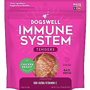 DOGSWELL Immunity & Defense, Flaxseed Oil, Turmeric, Vitamin E & A, Healthy Aging, Chicken Tenders 15 oz
