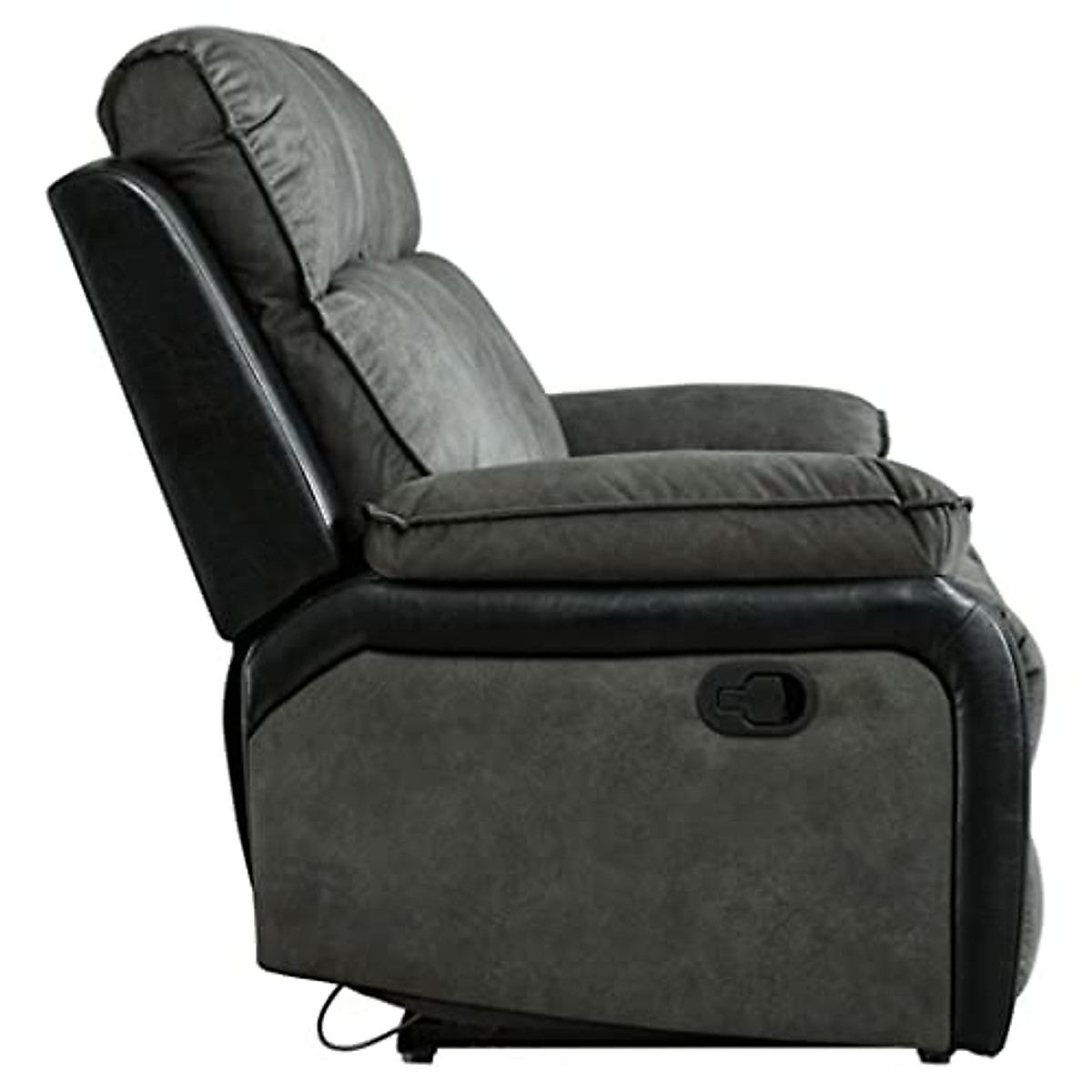 Signature Design by Ashley Woodsway Modern Faux Leather Tufted Reclining Sofa, Gray & Black