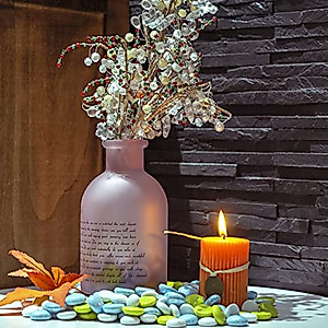 2 Pound Glass Gems Stones Pebble Rocks Mixed White,Blue,Green Flat Marbles for Bowl,Flower Vase Fillers,Floral Arrangement,Mosaics Crafts,Fairy Garden Decor,Fish Tank,Candle Holder,Approx.190~200 PCS