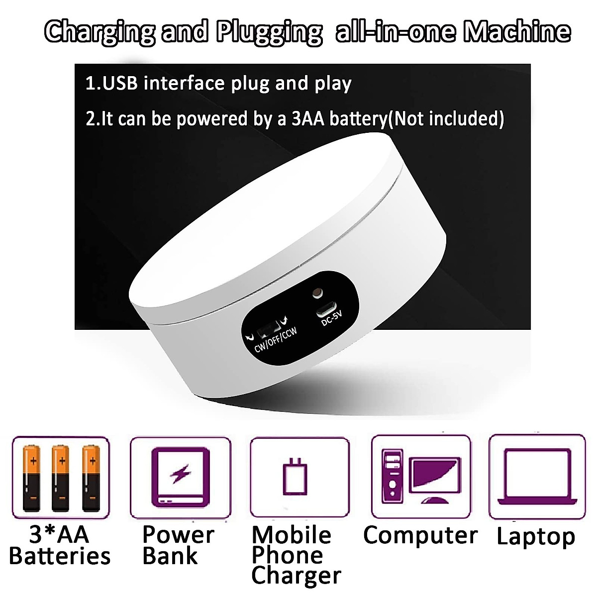 YVV Turner Cup Rotating Display Stand for Epoxy Glitter Tumbler, 360 Degree Automatic Mute Rotating Turntable for Photography Products Tumbler Making Supplies Spinner 4.72*1.77in Motorized Rotation