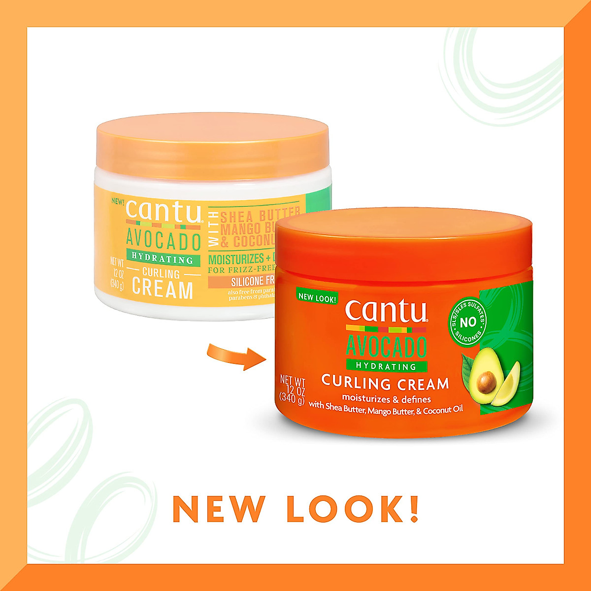 Cantu Avocado Curling Cream with Shea Butter, Mango Butter, & Coconut Oil, 12 Ounce