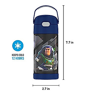 Disney Pixar Lightyear THERMOS FUNTAINER 12 Ounce Stainless Steel Vacuum Insulated Kids Straw Bottle