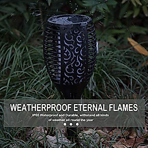 Maksone 6 Pack Torches Solar Outdoor Lights LED Larger Size Flickering Flames Light Waterproof Landscape Decoration Lighting Dusk to Dawn Auto On/Off
