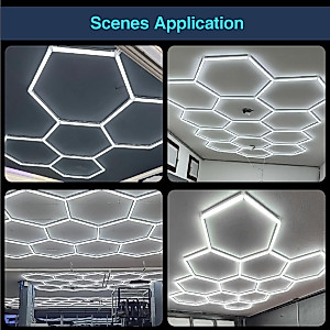 Hexagon Garage Light :16 Pack 128W 6500K 3 Honeycomb Ceiling Hex Lights Hexagon LED Lights for Garage Gym Basement Warehouse Auto Beauty Shop Car Detailing Hair Salon Workshop Lighting (hexagon-3-1)