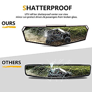 UTV Rear View Mirror, RZR Center Rearview Mirror 1.5"-2" Roll Bar Mount Compatible with Polaris RZR General, Pioneer, Talon, Can Am Commander Maverick X3, Kawasaki, Arctic Cat Wildcat