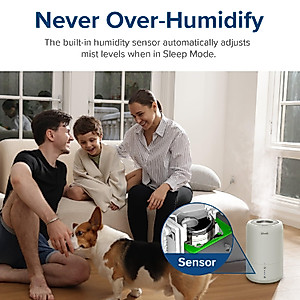 LEVOIT Humidifiers for Baby Bedroom Top Fill Cool Mist for Kids Nursery, Plants with Essential Oil, Built-in Smart Sensor Provides Consistent Humidity, Ultra Quiet Operation, 1.8L, White