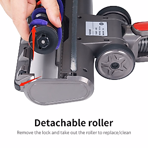 Laymi Hardwood Floor Attachment for Dyson V7 V8 V10 V11 V15 SV10 SV12 SV14 Animal Absolute Vacuum Cleaners with LED Headlights, Bristle Roller Brush Head Replacement Parts