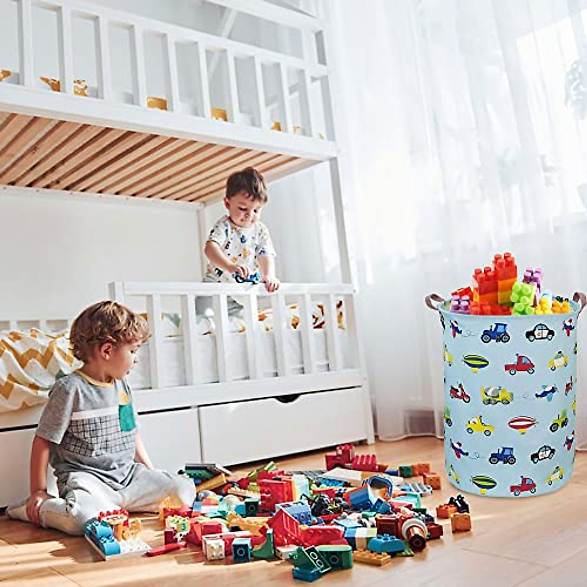 HKEC Kids Laundry Basket,Boys Toy Storage Bin,Baby Dirty Clothes Hamper,Nursery Hamper for Bedroom,Gift Baskets(Car)