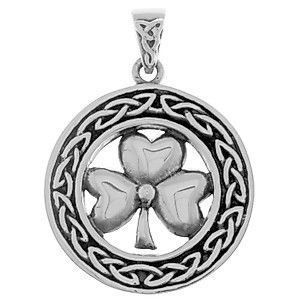 Jewelry Trends Celtic Good Luck Clover Shamrock Sterling Silver Pendant