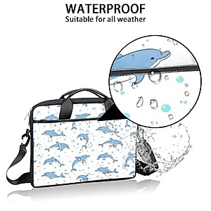 Water Dolphins Laptop Computer Bag Waterproof Shoulder Messenger Bag 13-15 inch Durable Laptop Tote Bag with Shoulder Strap Handle Lightweight Crossbody Briefcase