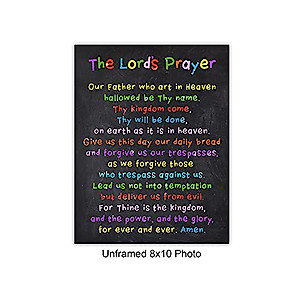 Lords Prayer Wall Decor - Ten Commandments Wall Decor - Religious Decor - Christian Wall Art - Kids, Boys Room, Girls Bedroom, Toddler Room, Nursery - Catholic Gifts - Blessed Inspirational Scripture