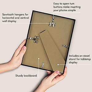 Americanflat 8.5x11 Thin Picture Frame in Black with Shatter Resistant Glass - Horizontal and Vertical Formats for Wall and Tabletop