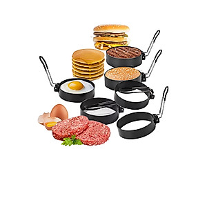 S.SARI 6 Pieces Egg Rings Poachers Nonstick Stainless Steel Egg Rings For Breakfast Omelet McMuffins Pancakes, Sandwiches and more