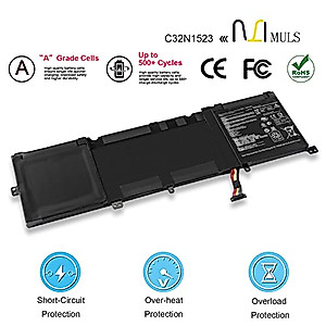 MULS 96Wh C32N1523 Laptop Battery Replacement for ASUS Zenbook Pro N501L UX501VW-F1020 UX501VW-FY010T UX501VW-FY057R UX501VW-FY102R UX501VW-DS71T ROG G501VW-FI014T ROG G501VW-FI023R C32NI523 8422mAh