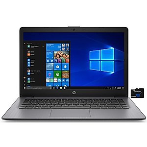 2021 HP Stream 14 inch HD Laptop PC, Intel Celeron N4000, 4GB RAM, 64GB eMMC, WiFi, Bluetooth, Webcam, HDMI, Windows 10 S with Office 365 Personal for 1 Year + Fairywren Card (Black)