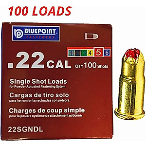 0.22 Caliber Red Single Shot Powder Loads, Cartridges/Powder Loads for Powder Actuated Tools Power Fasteners Power Loads (100-Count)