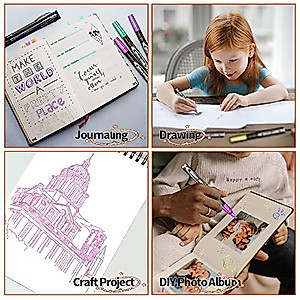 Aen Art Double Line Outline Pens, 26 Colors Shimmer Outline Marker Set, Self-Outline Metallic Markers. Perfect for Doodling, Drawing and Calligraphy