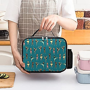 Dancing Ballerinas Printed Lunch Box Insulated Leakproof Cooler Tote Bag Reusable for Travel Work Picnic