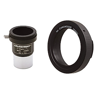 Celestron 93625 Universal 1.25-inch Camera T-Adapter & 93419 T-Ring for 35 mm Canon EOS Camera (Black)