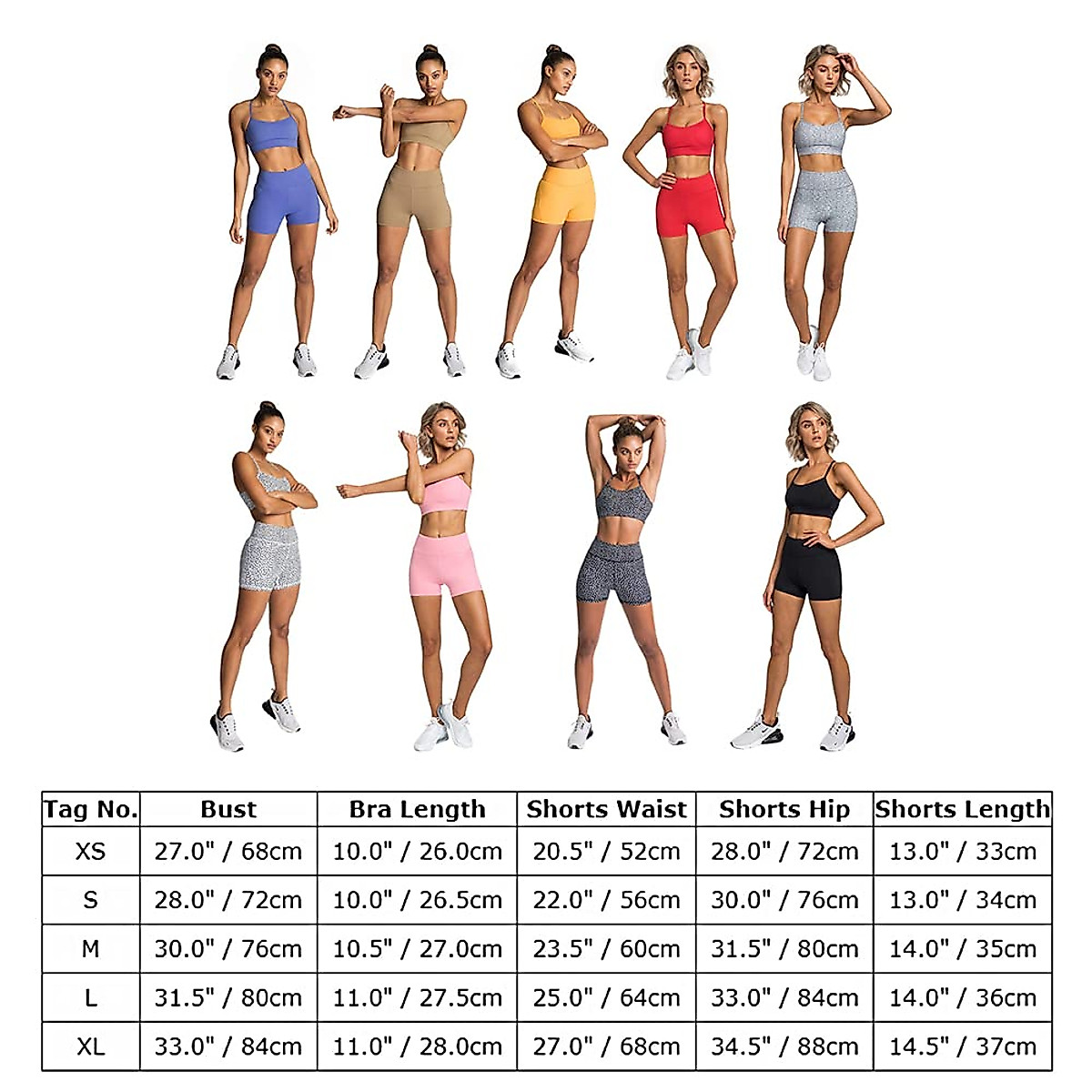 IMEKIS Workout Sets for Women 2 Piece Yoga Outfit: Tracksuits High Waisted Running Biker Shorts with Adjustable Strap Sport Bra Exercise Running Clothes Athletic Gym Sets Matching White Polka Dots S