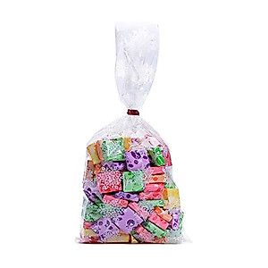 luakesa 100 Pieces Christmas Treat Candy Bags,Clear Snowflake Cookie Cellophane Bags with Twist Ties for Christmas Holiday Party Goody Supplies (White)