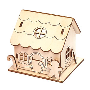 Baker Ross AX364 Gingerbread House Wooden Tealight Holder Kits - Pack of 3, Decorate and Display for Christmas Decorations, Ideal Kids Arts and Crafts Project