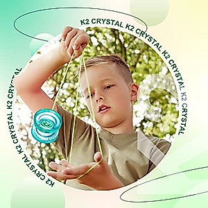MAGICYOYO K2 Plus Crystal Responsive Yoyo for Kids, Dual Purpose Plastic Yo-yo for Beginner, Replacement Unresponsive Bearing for Intermediate, with Bearing Remover, Bag, 5 Yoyo Strings (Green)