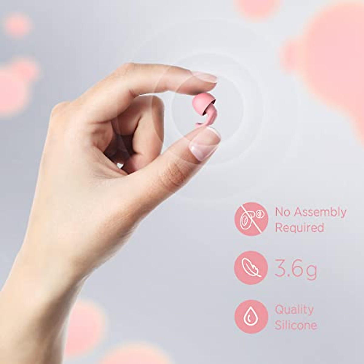 Silicone Reusable Soft Comfortable Earplugs for Noise Reduction, Sleeping,Noise Sensitivity & Flights -16 Ear Tips in XS/S/M/L, with 2 Travel Boxes - 33dB Noise Cancelling(Pink)