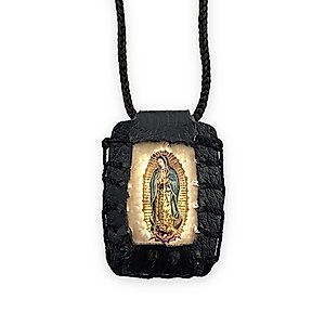 Our Lady of Guadalupe Black Scapular Necklace Escapulario Negro Collar Virgen Guadalupe, Bklack