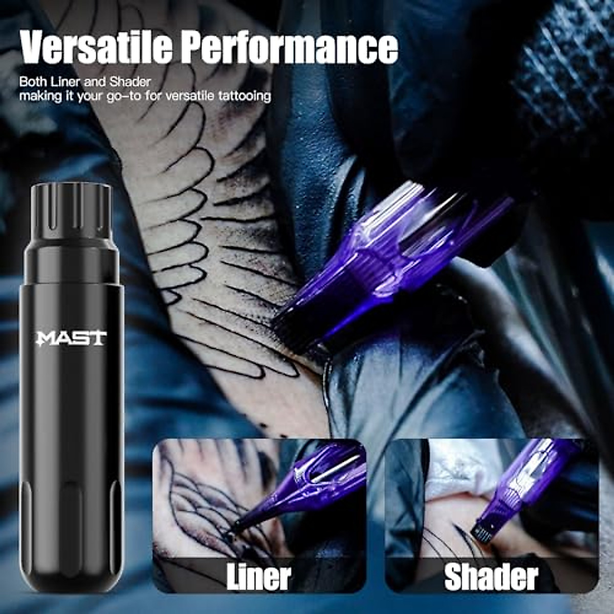 Mast Tour Tattoo Gun Kit, Wireless Rotary Tattoo Pen Machine Kit, 2 Tattoo Batteries Power Supply, 20Pcs Needles, Complete Tattoo Kit