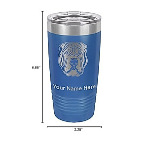 LaserGram 20oz Vacuum Insulated Tumbler Mug, Shar Pei, Personalized Engraving Included (Dark Blue)