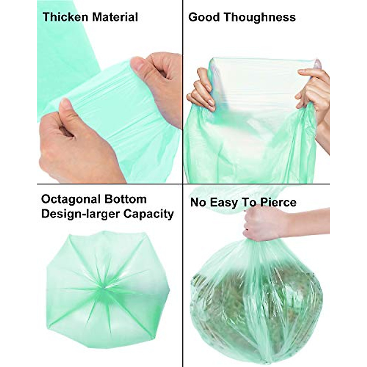 Compostable Trash Garbage bags,AYOTEE 13-15 Gallon Tall Kitchen Trash Bags,Heavy Duty Unscented 1.18Mils 55 Liter,60 Count,Strong Thicken Rubbish Waste Can Liners for Kitchen Garden Home