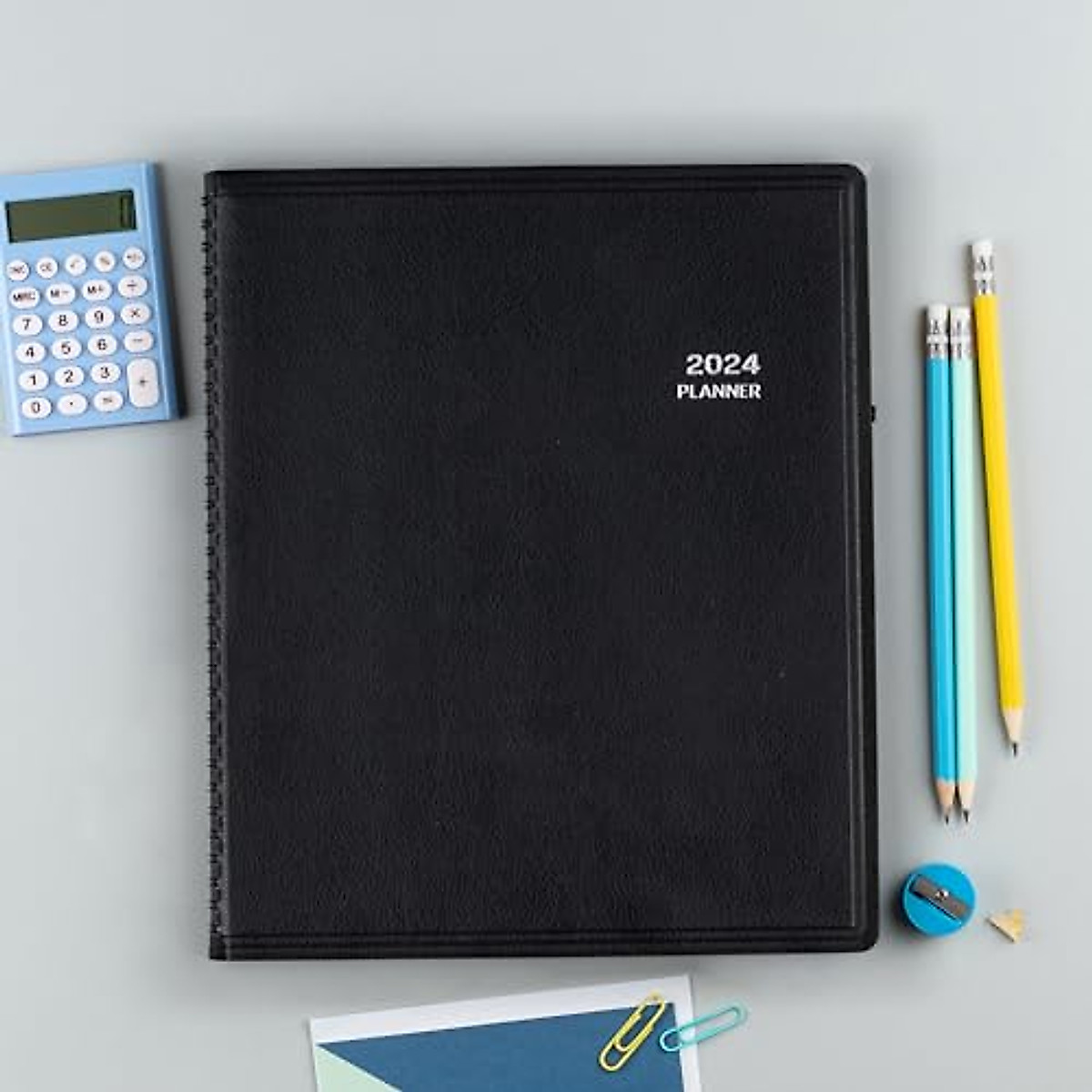 Blue Sky Aligned 2024 Weekly and Monthly Planner, 8.5" x 11", Heavyweight Cover, Semi Concealed Wirebound, Black (143588-24)