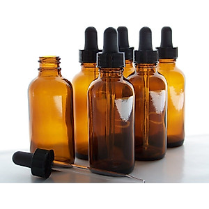Super Z Outlet 2oz Glass Bottles with Glass Eye Dropper Dispenser for Essential Oils, Chemistry Lab Chemicals, Colognes & Perfumes (6 Pack) (Brown)