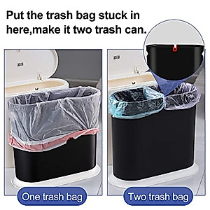 SUBEKYU Bathroom Trash Can with Lid 2.6 Gallon/10 Liter, Slim Office Garbage Can, Small Rectangular Dog Proof Plastic Trash Bin, Cream Color