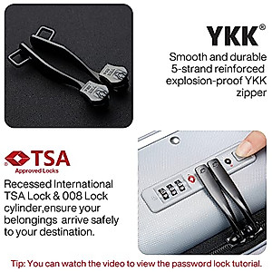 Hanke 20 Inch Carry On Luggage with Front Pocket Aluminum Frame （Can Not Open in The Middle） Hard Shell Suitcases with Wheels Rolling Luggage Suitcase with Lock Travel Luggage for Weekender- Grey