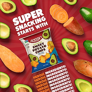 Jackson’s Sweet Potato Kettle Chips with Sea Salt made with Premium Avocado Oil (1.5 oz, Pack of 10) - Allergen-friendly, Gluten Free, Peanut Free, Vegan, Paleo Friendly - Shark Tank Product